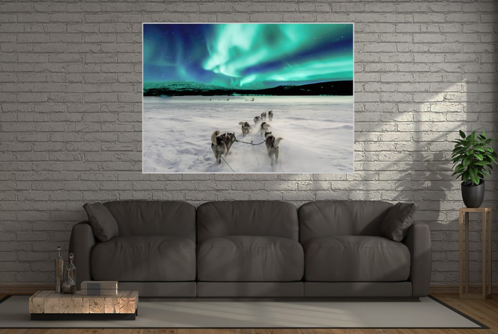 LED Bild Aurora Lights Norwegen - LED Bilder Textilspannrahmen