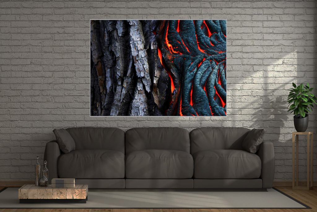 LED Bild Berglandschaft – LED Bilder Textilspannrahmen